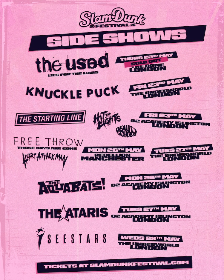 Slam Dunk Festival Announces Series Of Side Shows Featuring The Used ...