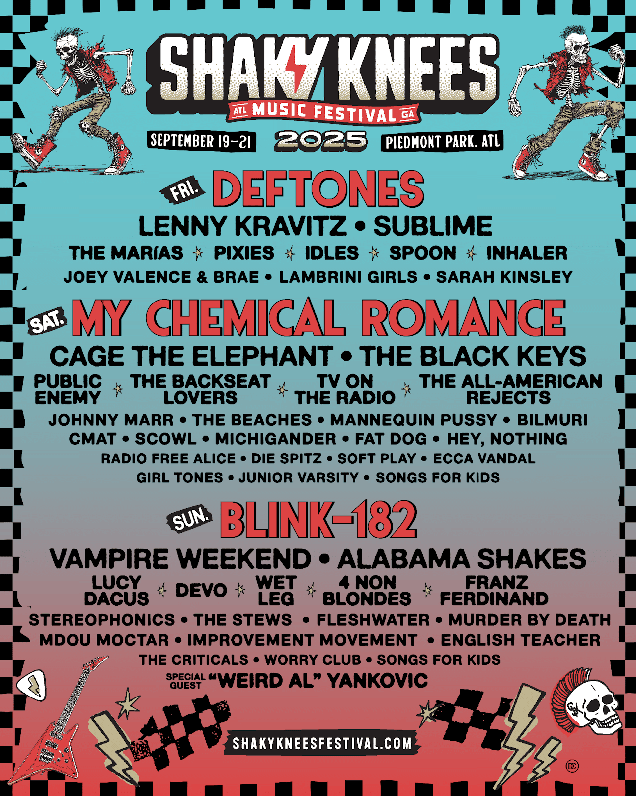 My Chemical Romance Blink 182 Deftones To Headline Shaky Knees Festival